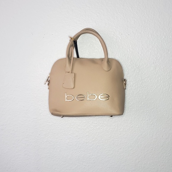 bebe | Bags | Bebe Fabiola Mini Dome Purse Beige With Gold Logo | Poshmark